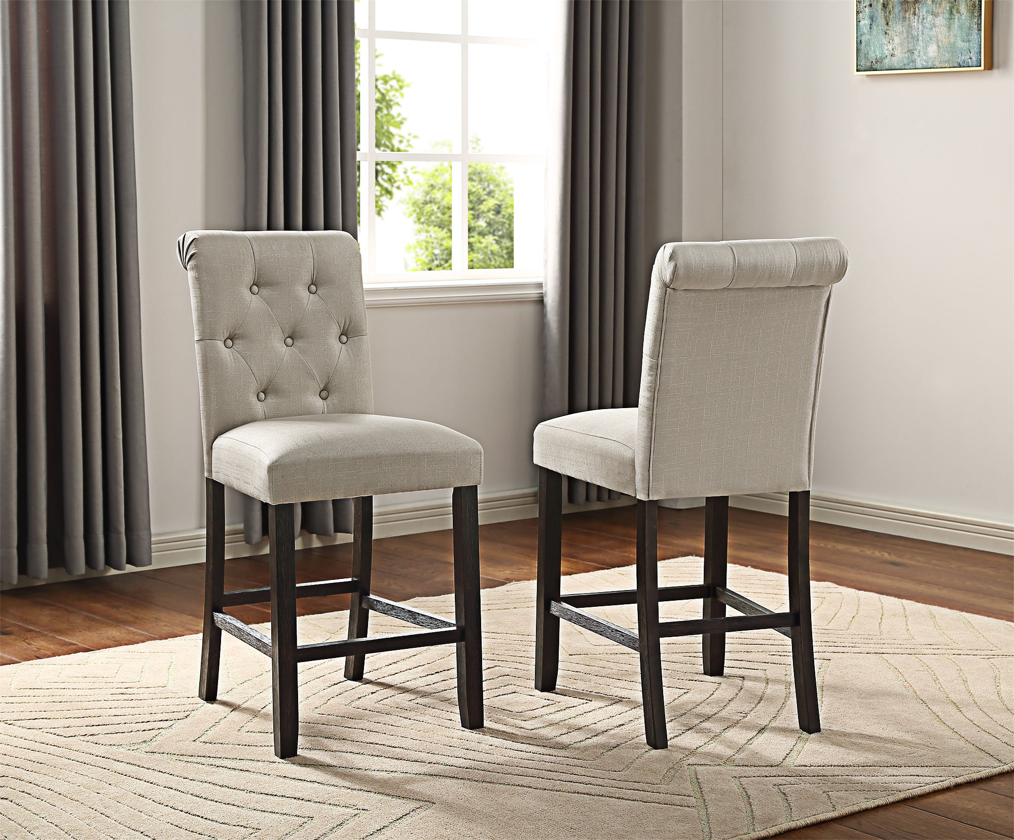 Canora Grey Modern Tufted Counter Height Stool,Set of 2 | Wayfair