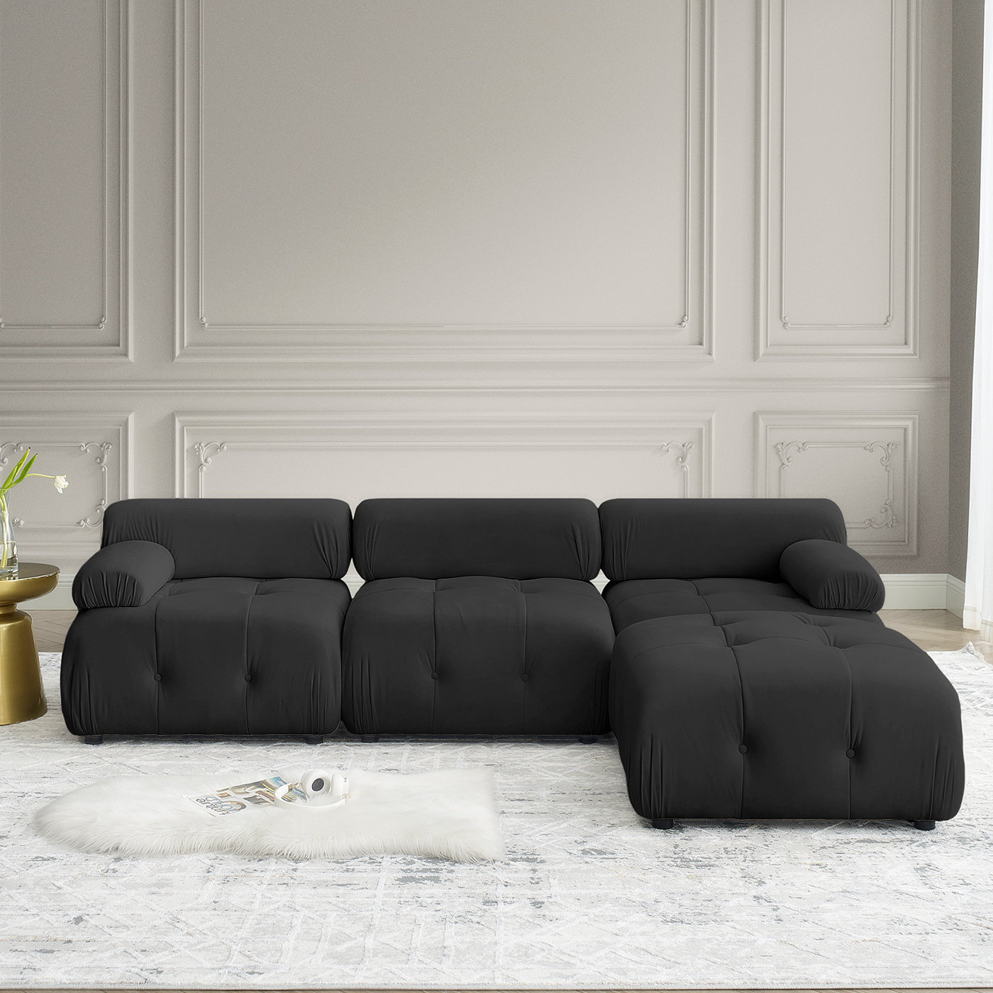 Ivy Bronx Golanka 93.08'' Velvet Modular Modern Living Room Sofa Comfy ...