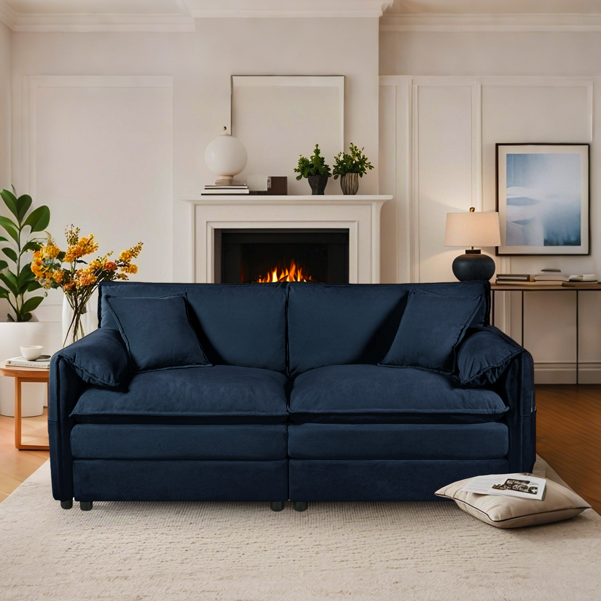 Wade Logan® Avrilynn 75.59"W Oversized Chenille Loveseat Sofa ...