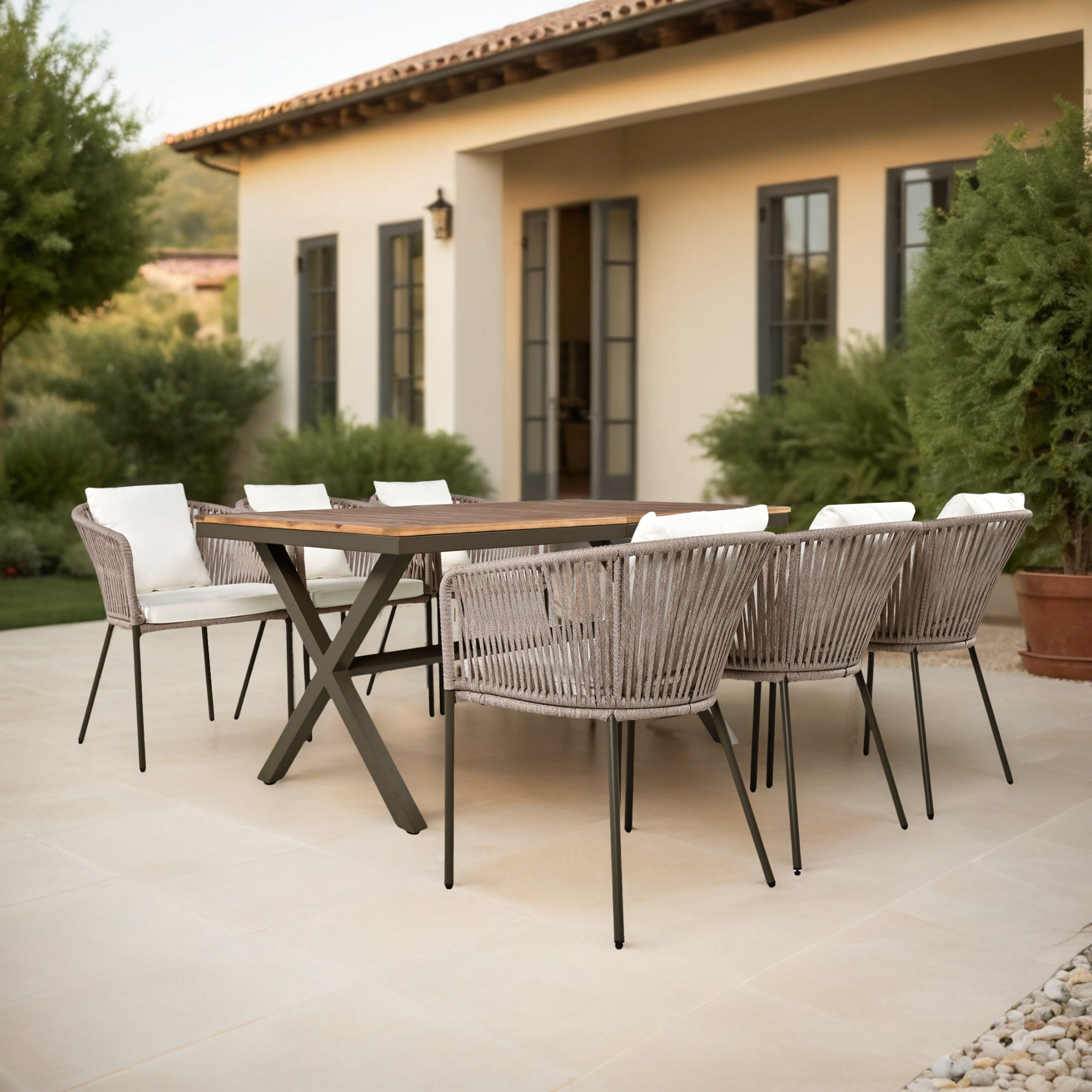 Corrigan Studio® 7 Pieces All-Weather Patio Dining Set Outdoor ...