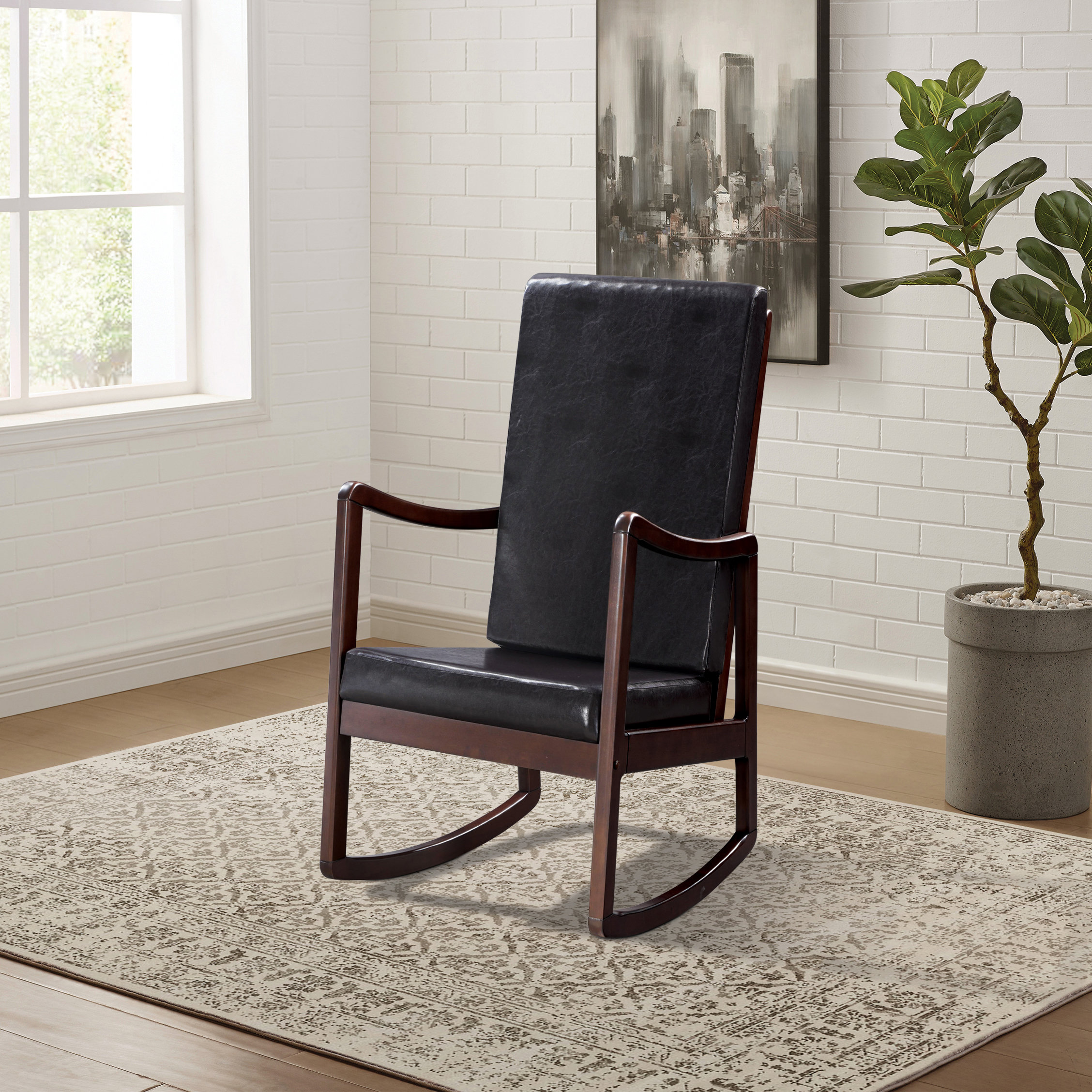 Red Barrel Studio Sabol Dark Brown and Espresso Rocking Chair with ...