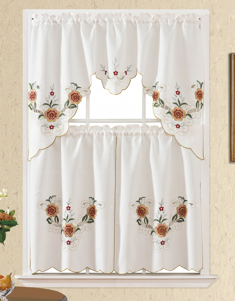 August Grove Celinna 56'' W Kitchen Curtain Cream | Wayfair