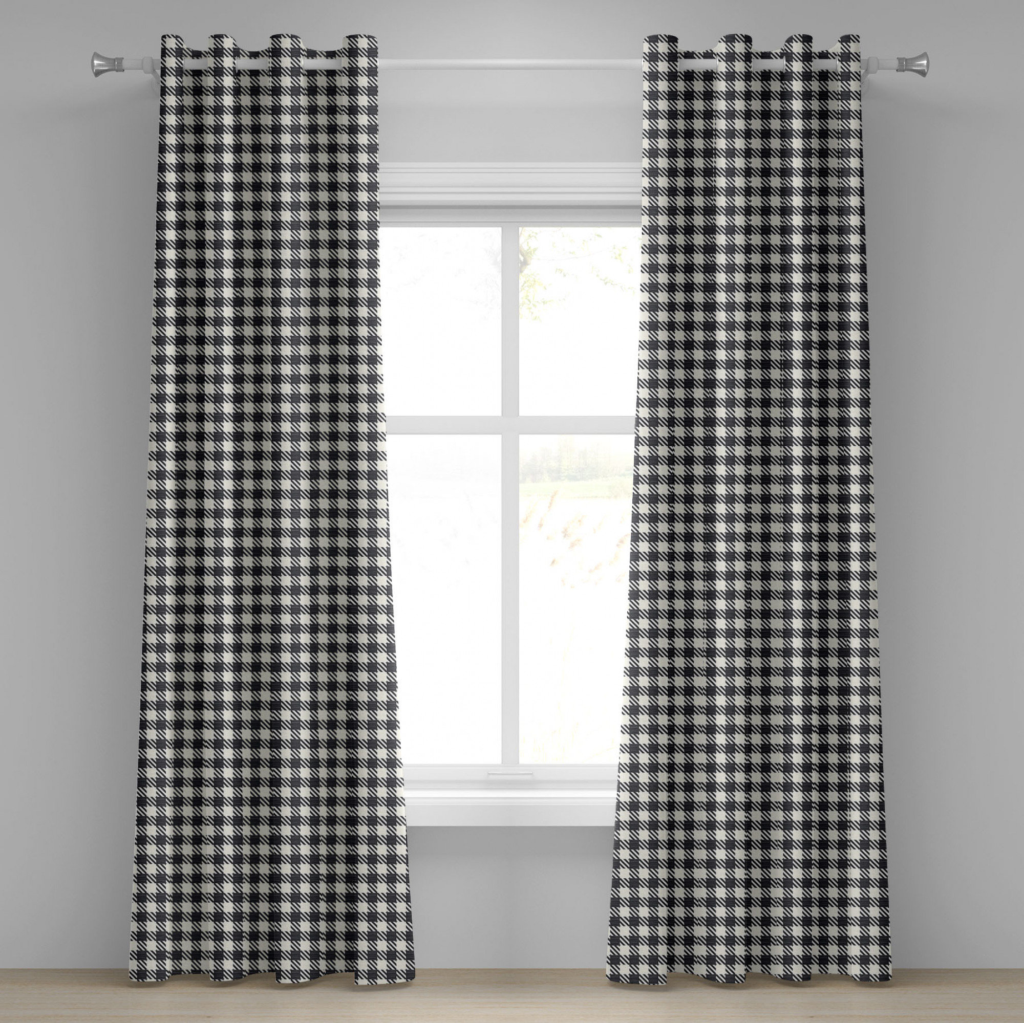 East Urban Home Ambesonne Checkered Grommet Curtain, Diagonal Stripes ...