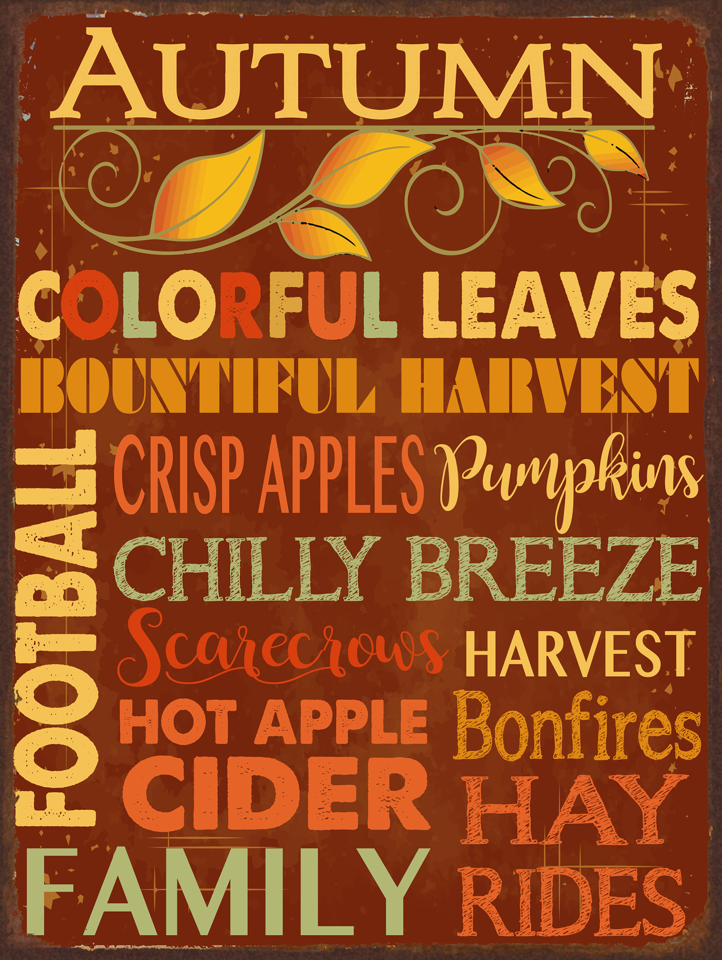 The Holiday Aisle® Autumn Words Fall Metal Sign | Wayfair