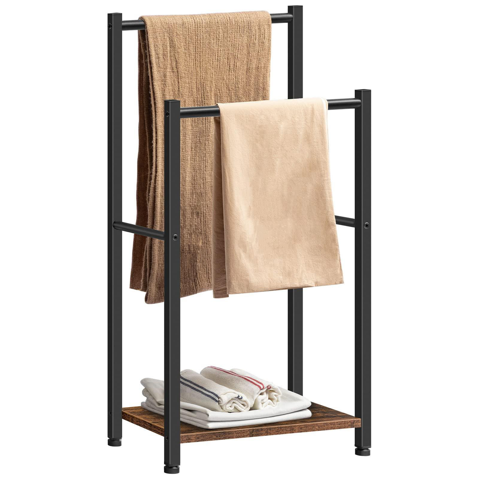 COOREL Free Standing Towel Rack For Bathroom, 2 Tier Blanket Rack ...
