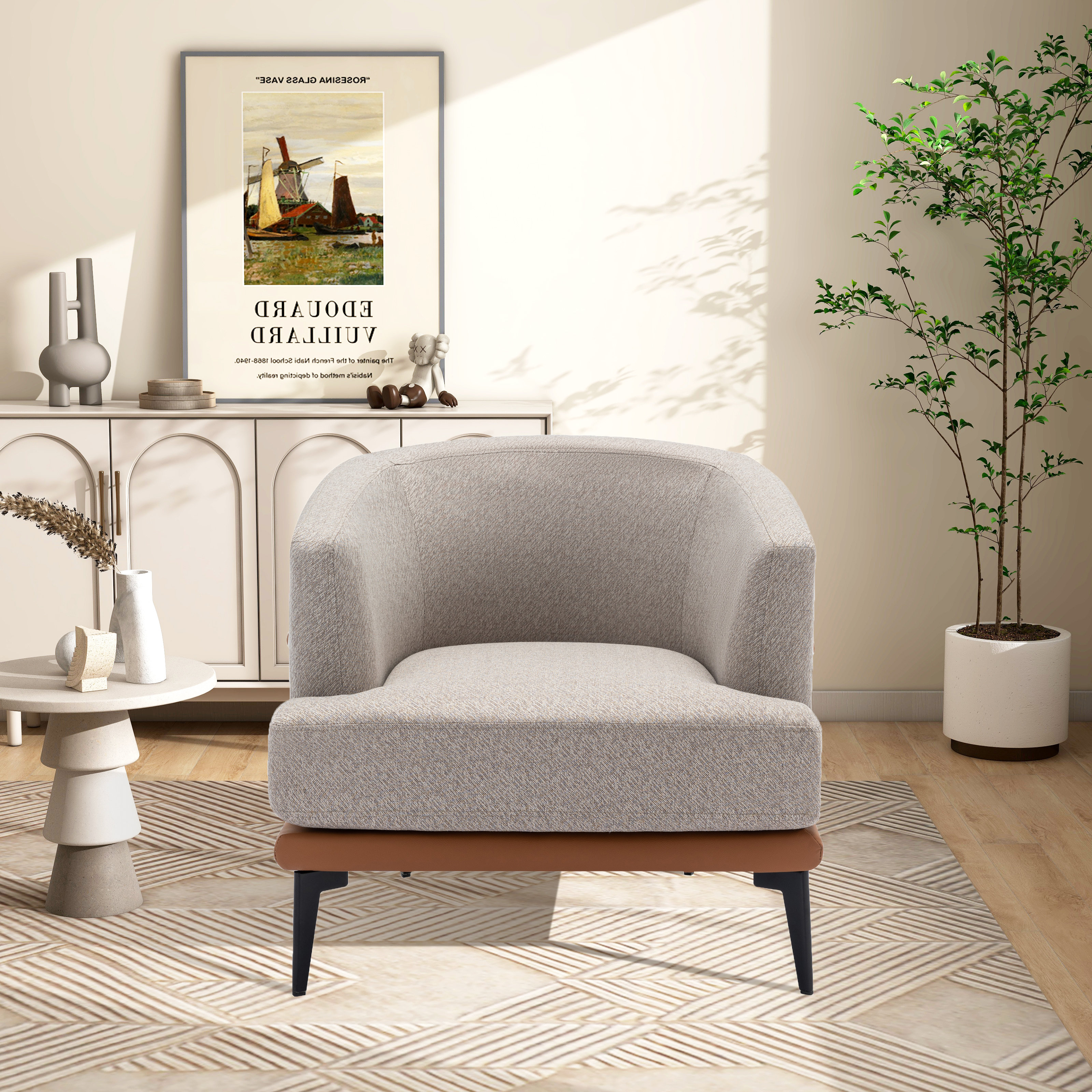 Wrought Studio Jenali Upholstered Barrel Chair | Wayfair
