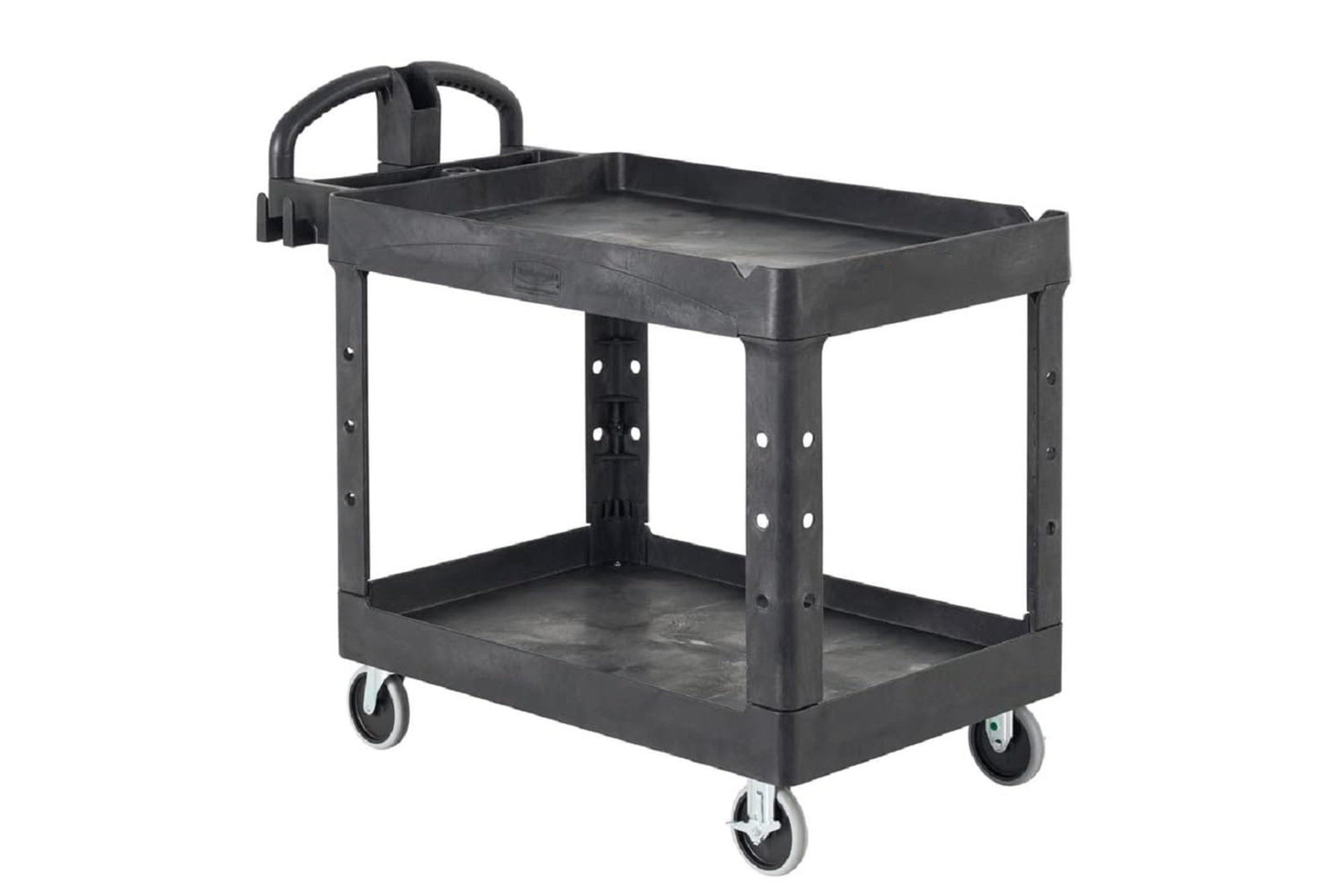 MD Nook Store 2-Shelf Utility/Service Cart, Medium, Black, Lipped ...