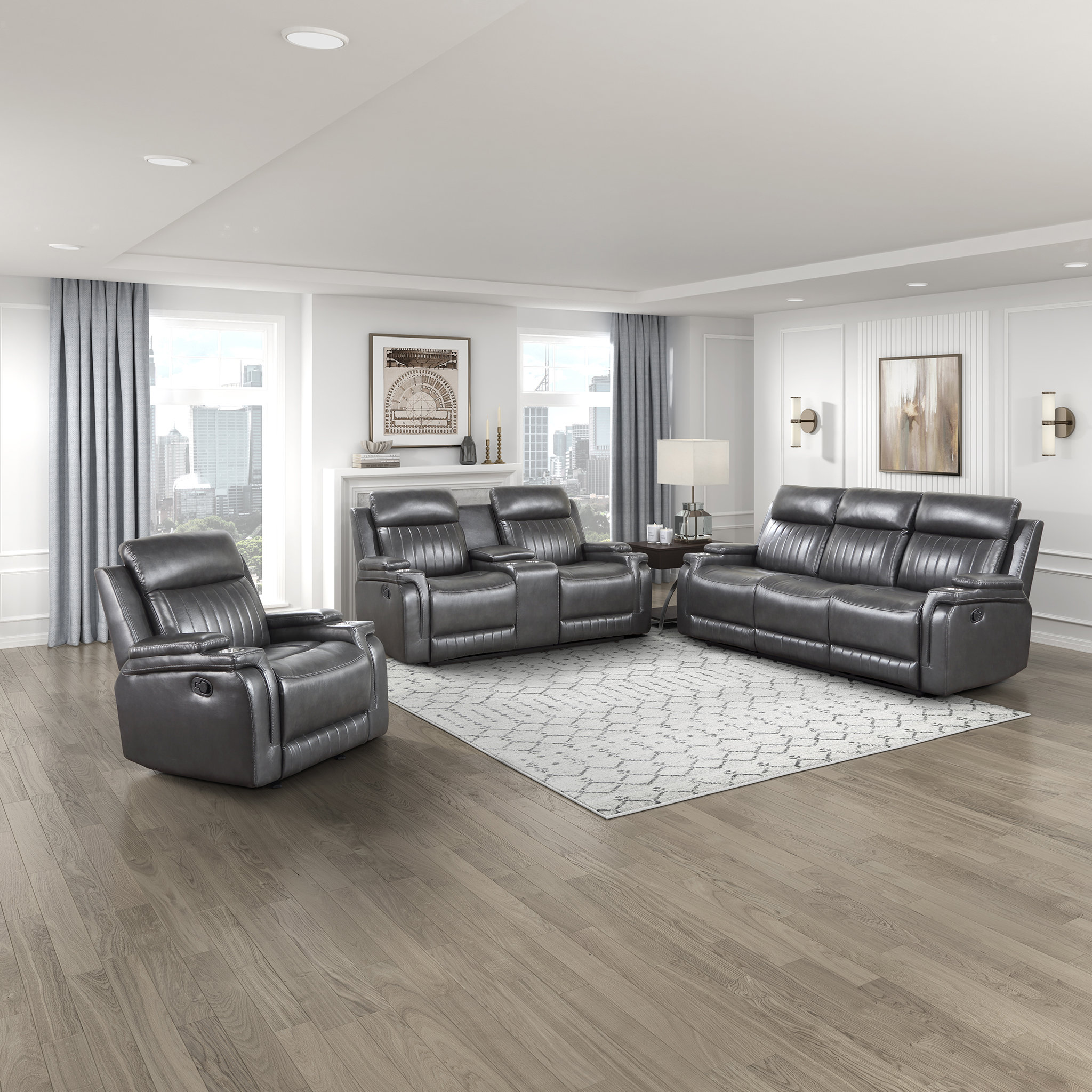 Latitude Run® Hunnicutt Transitional Manual Reclining 3-Piece Living ...