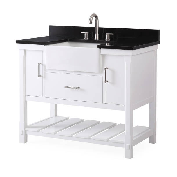 Red Barrel Studio® Kendia 42'' Inches Navy Blue Farmhouse Sink Bathroom ...
