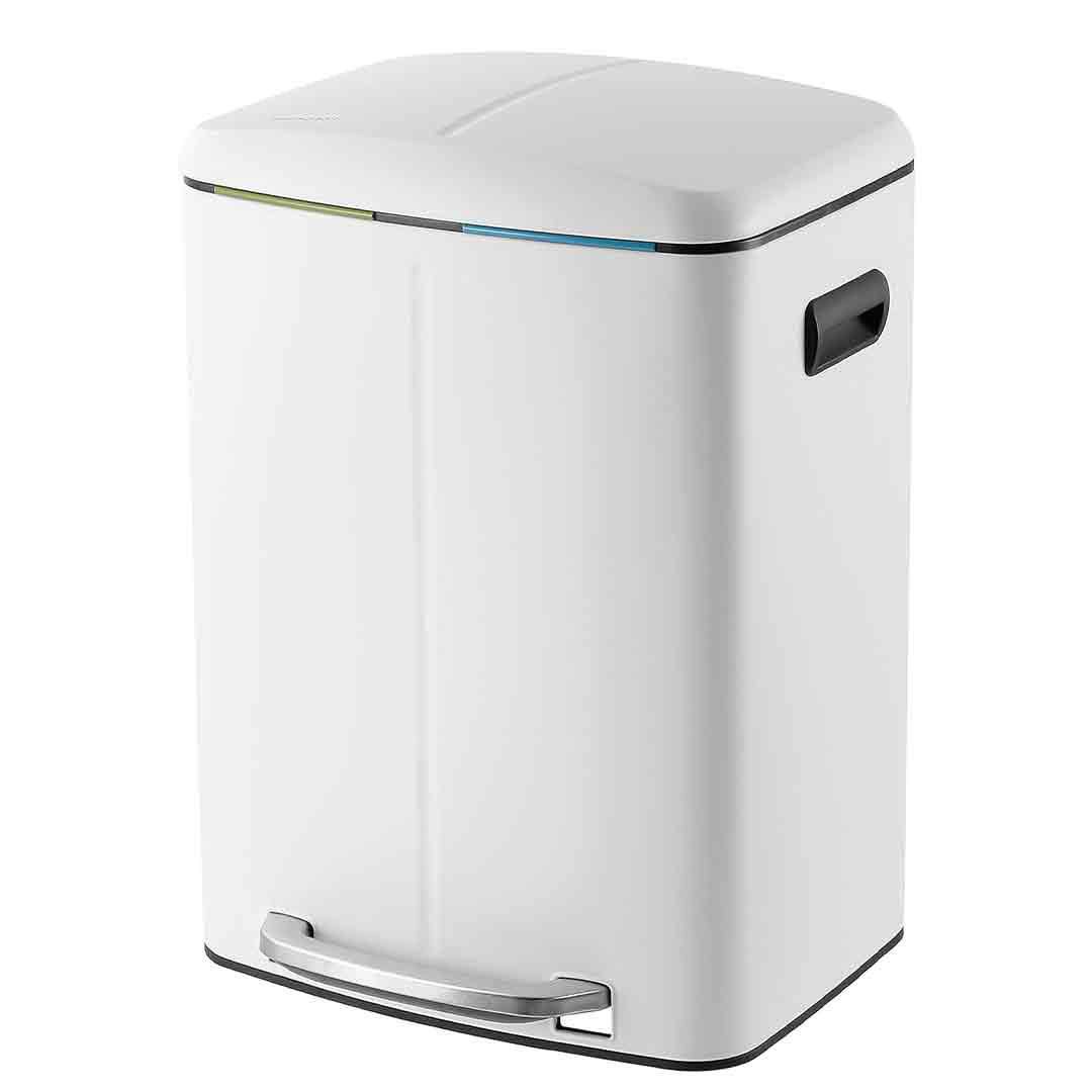 Wonpex Rectangular 10.5-Gallon Double Bucket Garbage Can With Soft ...