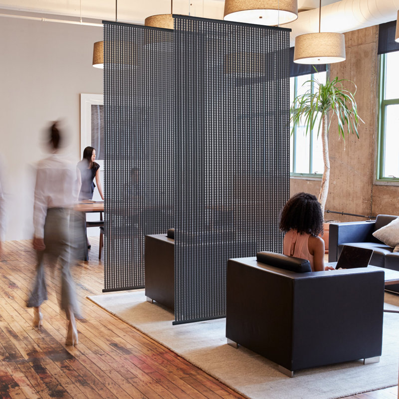 Symple Stuff Adessa Hanging Room Divider Panel, Sheer Semi Privacy ...