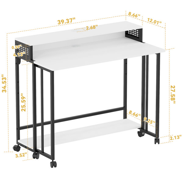 Ebern Designs Modern Computer Desk Foldable Desktop with Rotating ...
