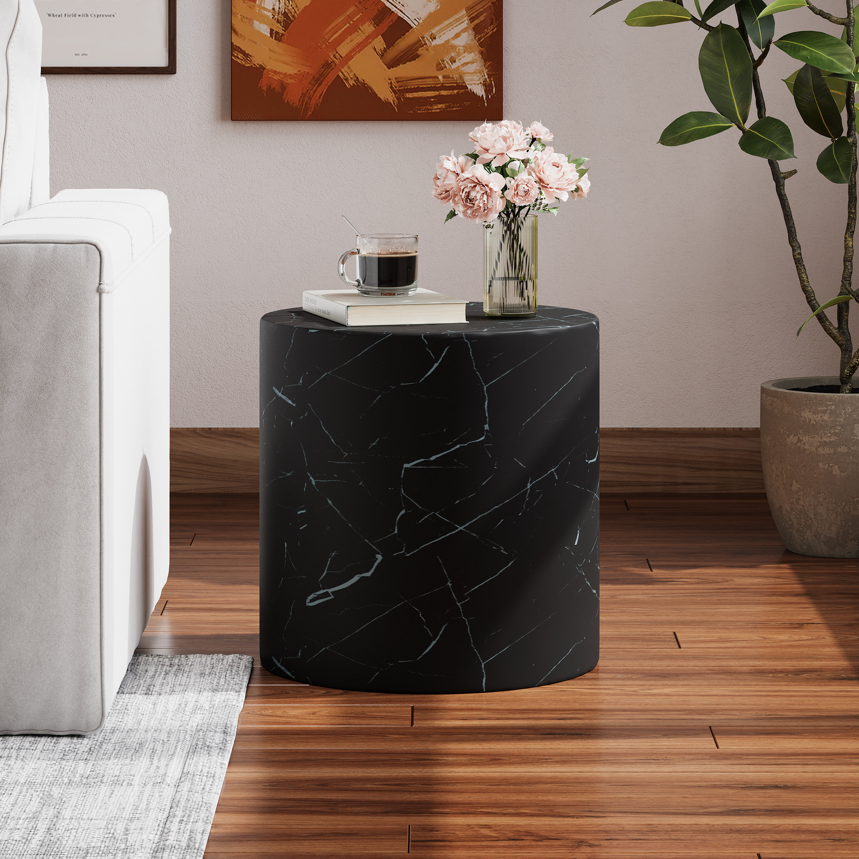 17 Stories Belsy Light Concrete Side Table & Reviews | Wayfair