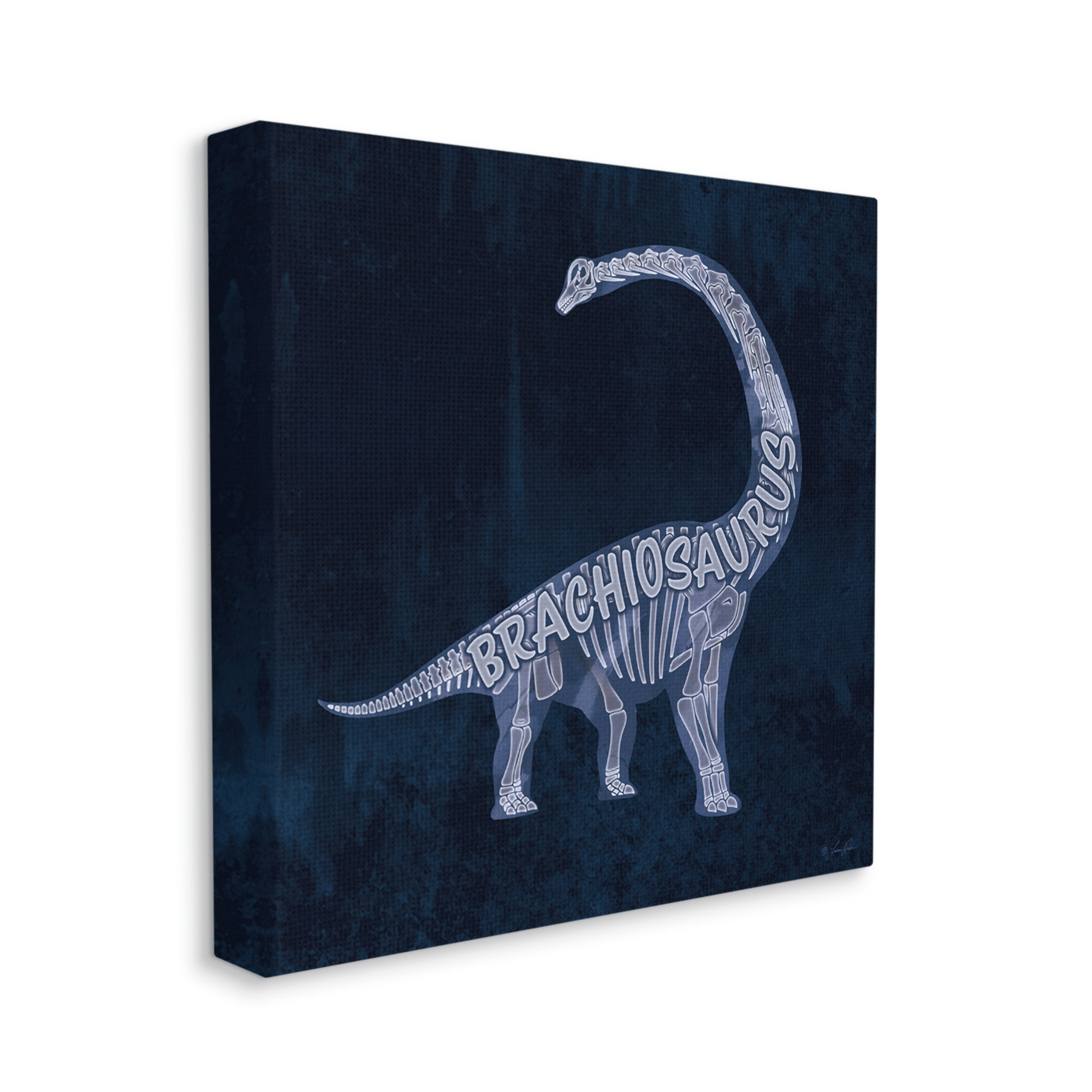 Zoomie Kids Blue Brachiosaurus Skeleton Canvas Wall Art Design By ...