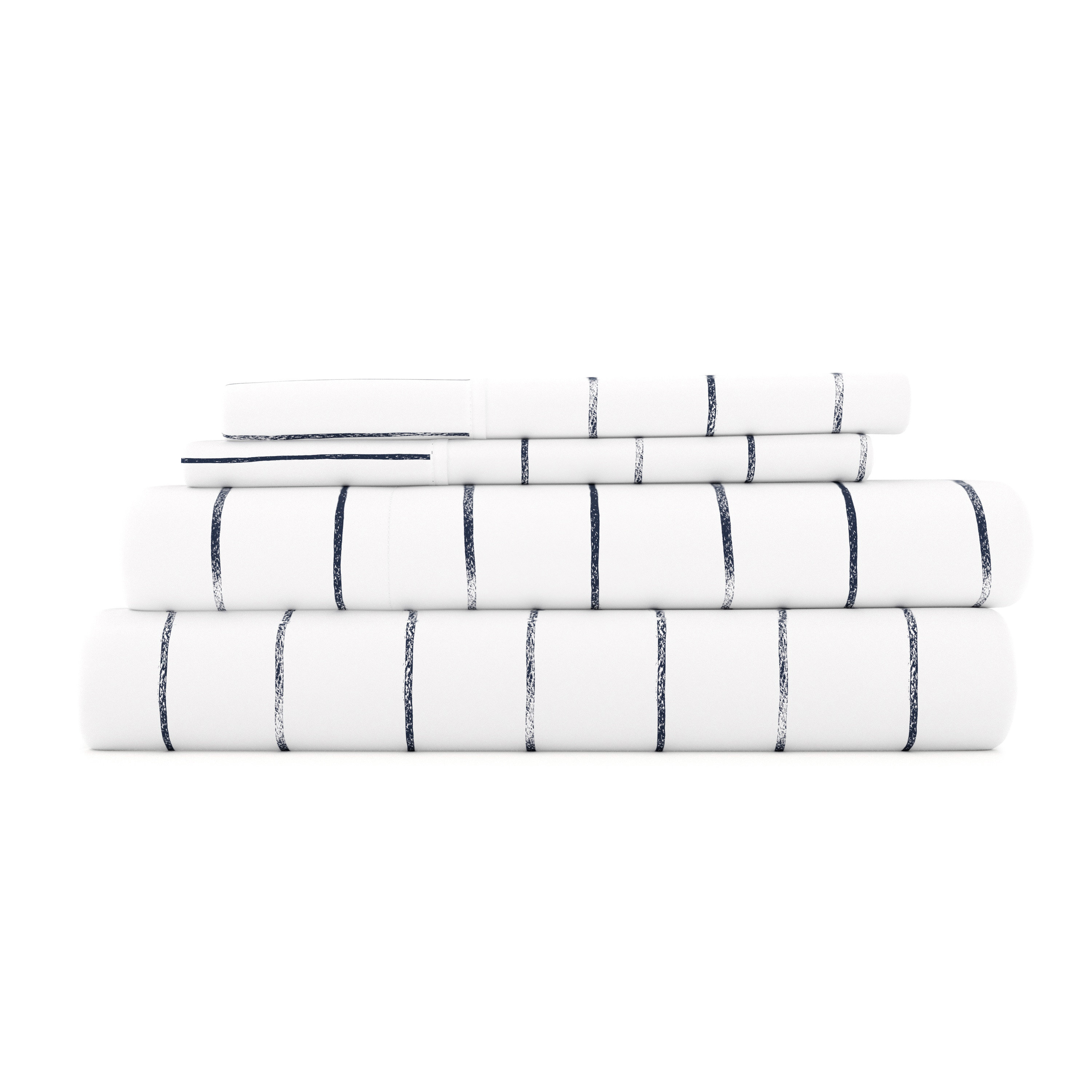 IEnjoy Home Distressed Navy Coastal Stripe Pattern Microfiber Sheet Set ...