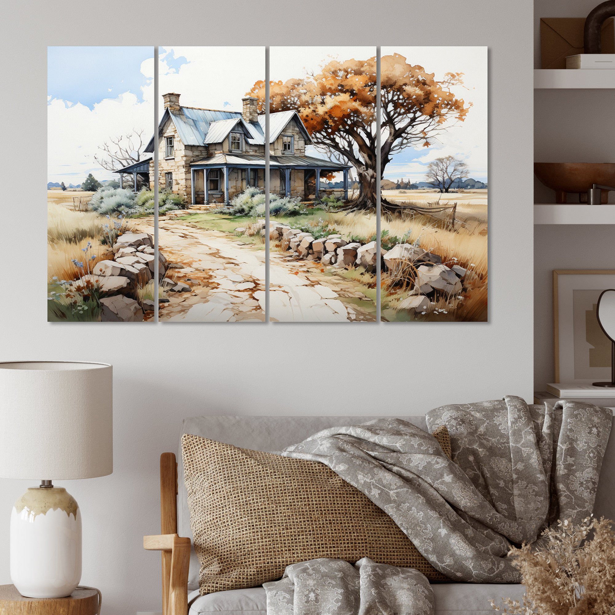 Design Art Farmhouse Patterns An II - Farm Metal Wall Art Living Room ...