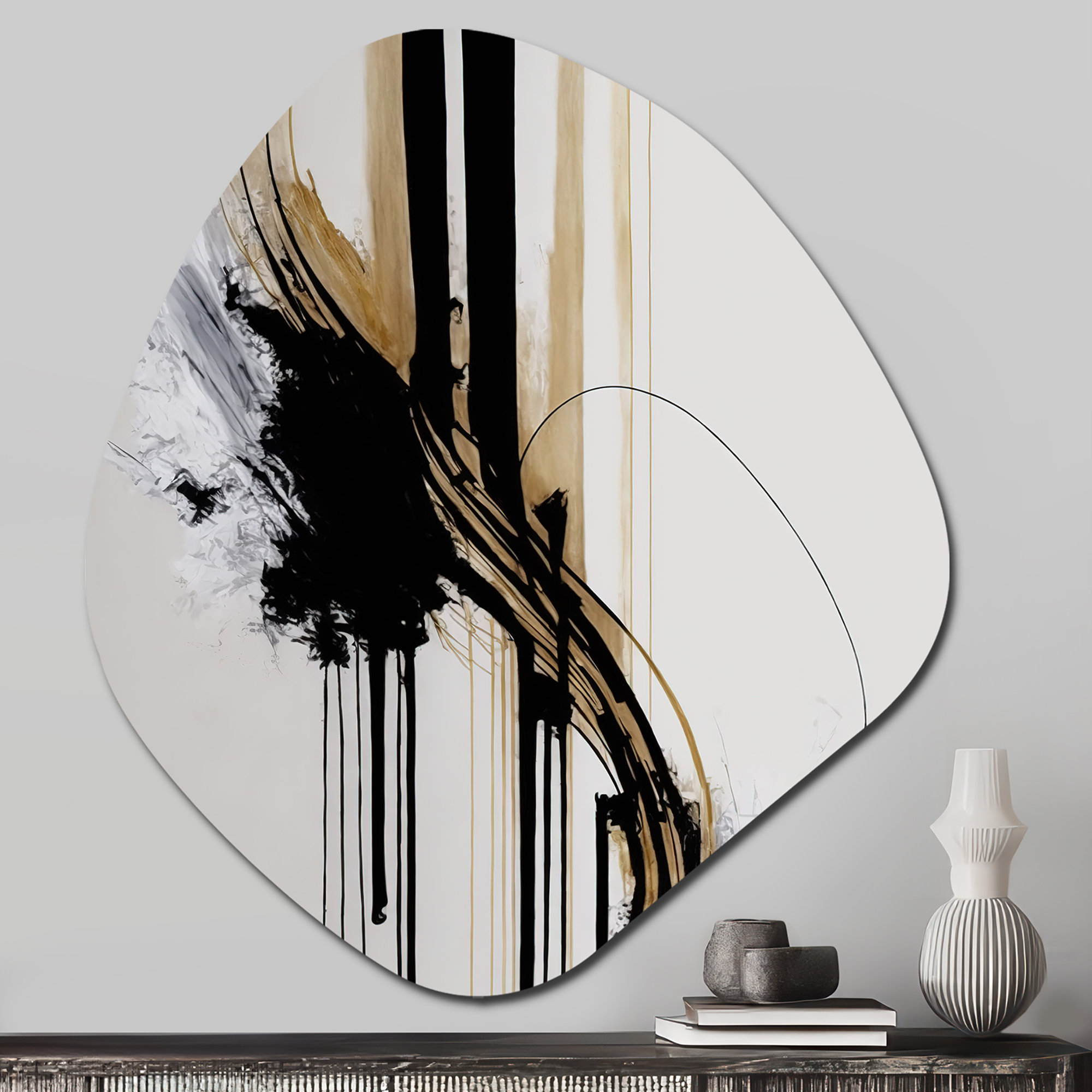Design Art Golden Minimalist Abstract II - Abstract Nebula Shape Metal ...