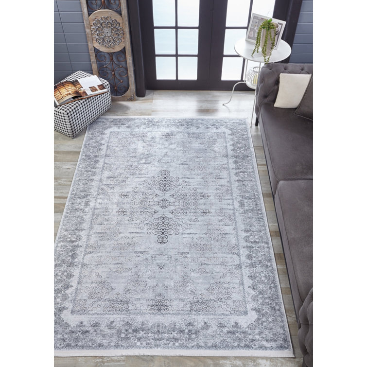 Latitude Vive Azura Medallion Machine Woven 180 X 280 Grey Area Rug ...