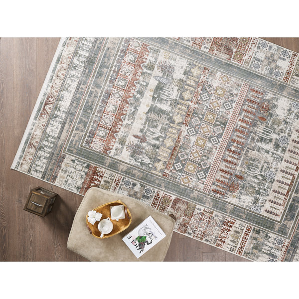 Bungalow Rose Boho Wilton Machine Woven Southwestern Vintage Area Rug ...