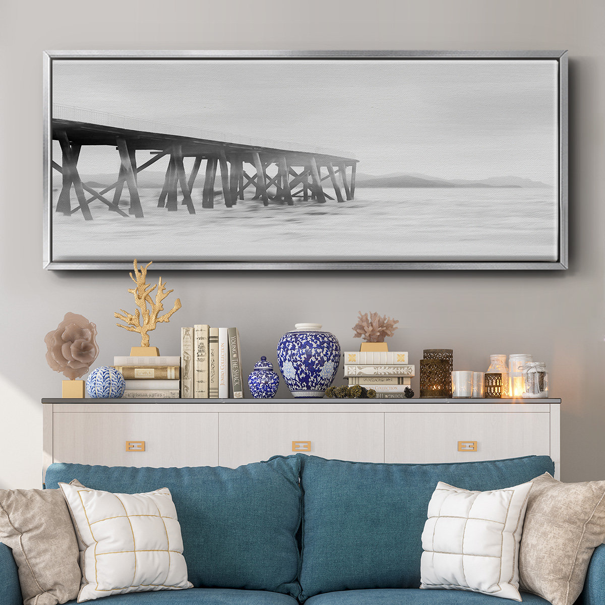 Wexford Home Misty Morning Pier- Framed Canvas - Wayfair Canada