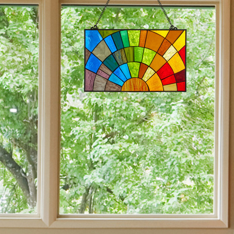 Fleur De Lis Living 12"H Tiffany Style Rays of Sunshine Stained Glass ...