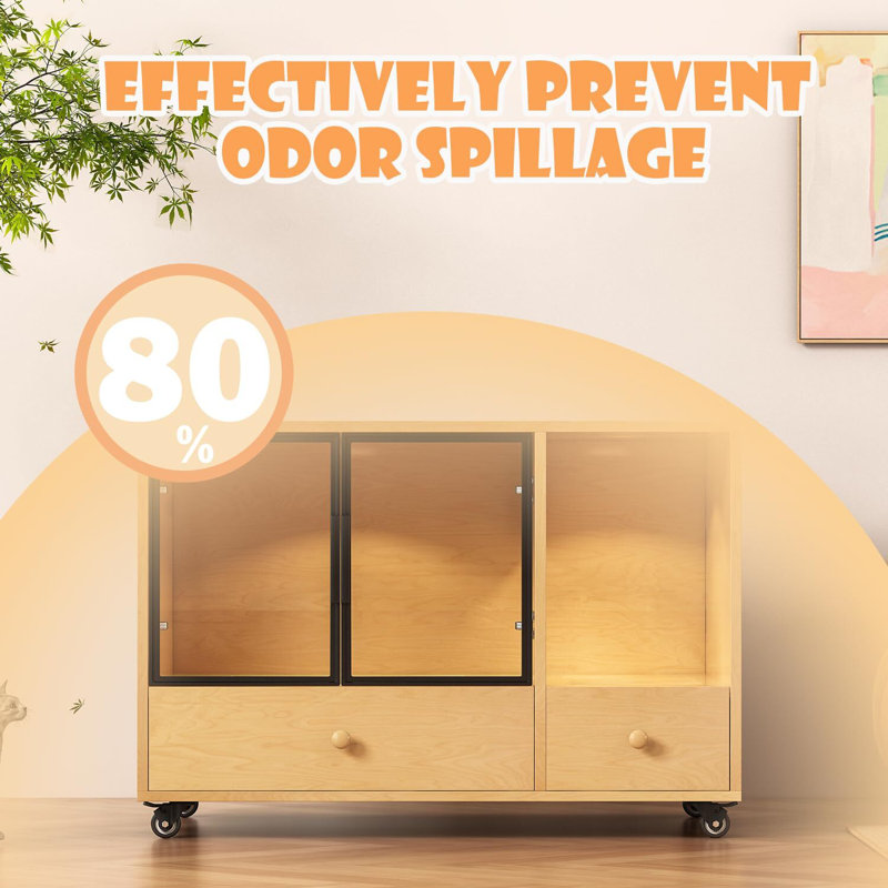 Ebern Designs Cat Litter Box Enclosure, Hidden Litter Box Furniture ...