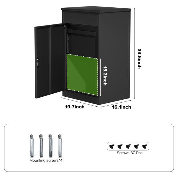 LUBMIA Galvanized Steel Locking Parcel Package Drop, Outdoor Parcel Box ...