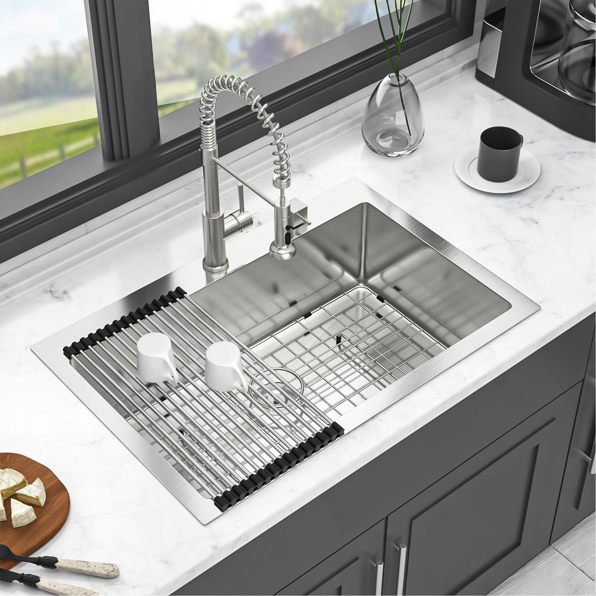 Alxfarton 30X22 Inch Kitchen Sink Drop-In 16 Gauge Stainless Steel ...