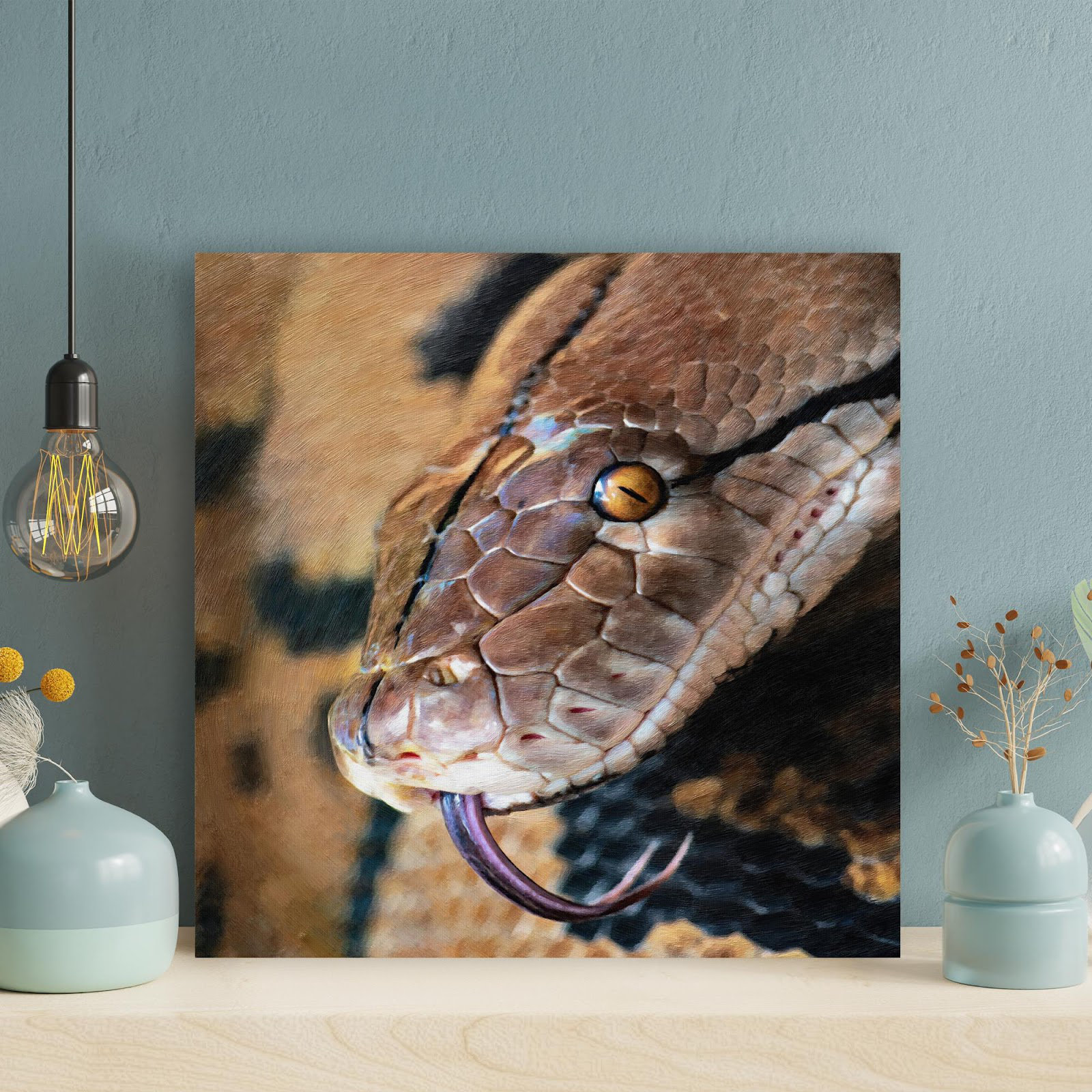 Latitude Run® A Brown Snake With Tounge - Wrapped Canvas Painting ...