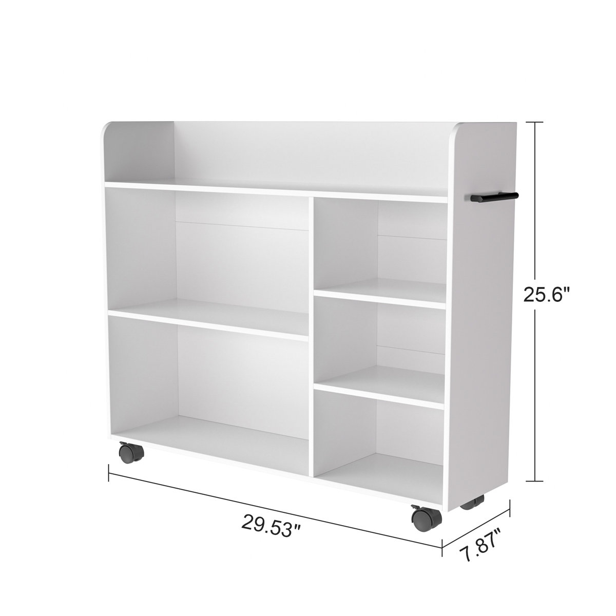 Ebern Designs White Rolling Kitchen Island Cart Irregular Storage Grid ...