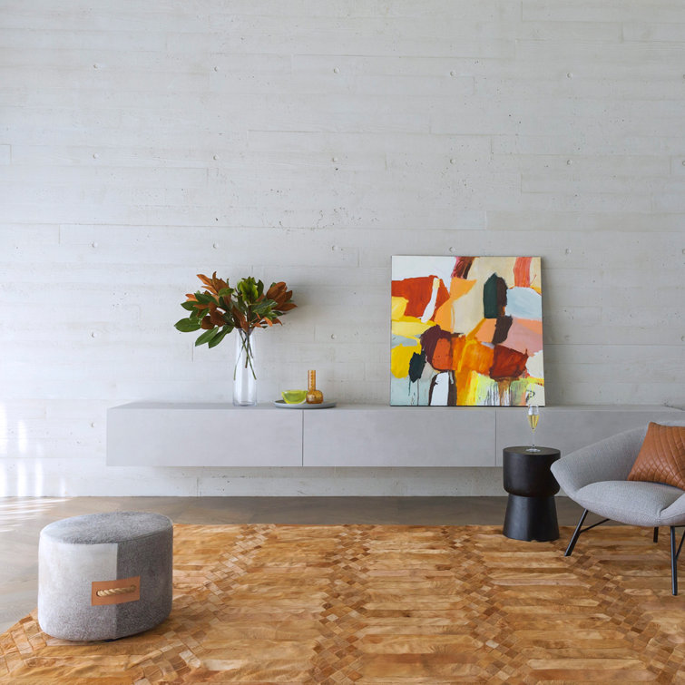 Art Hide Geometric Cowhide Cognac Area Rug | Wayfair