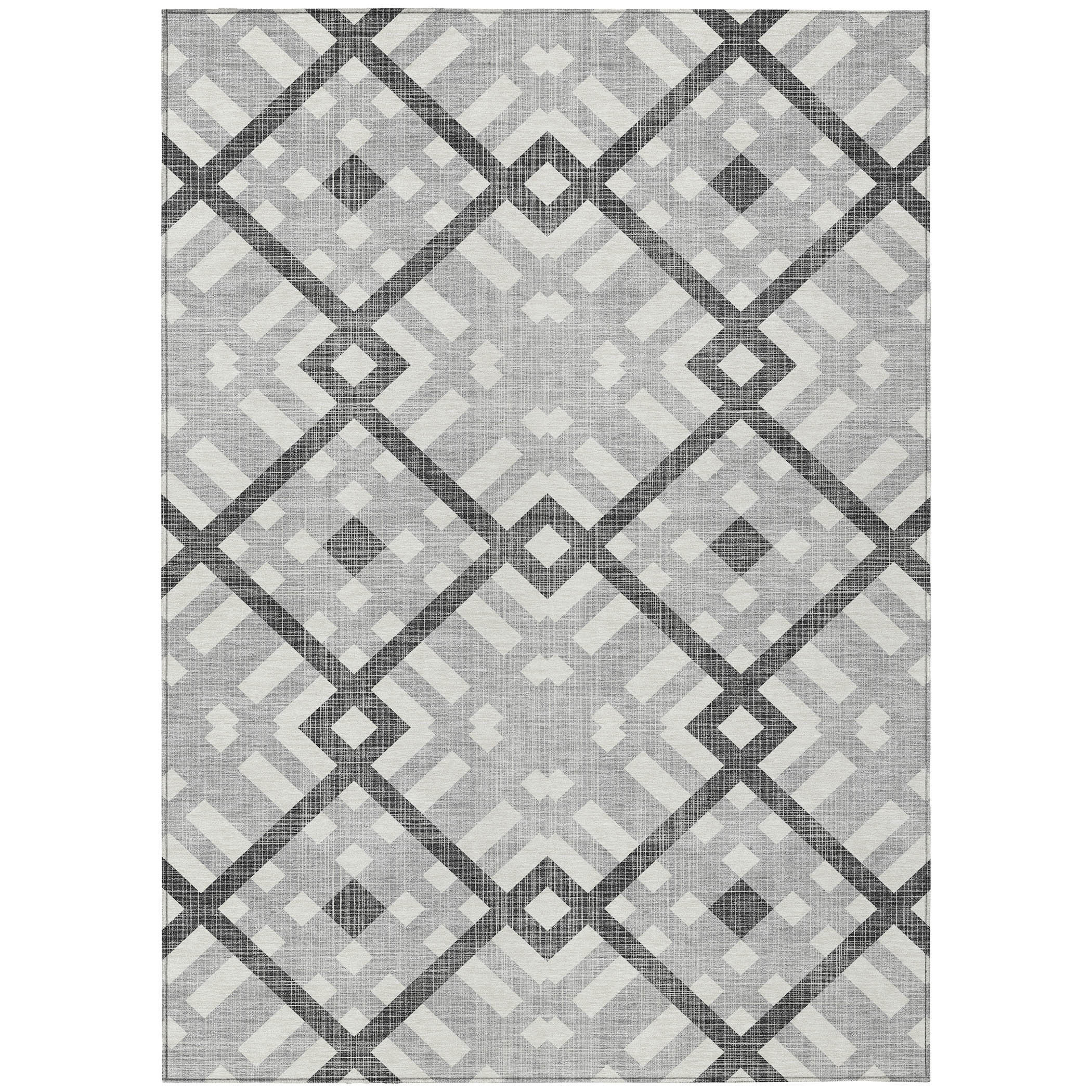 HomeRoots Tapis intérieur gris anthracite lavable 9 pi x 12 pi géométrique - Wayfair Canada