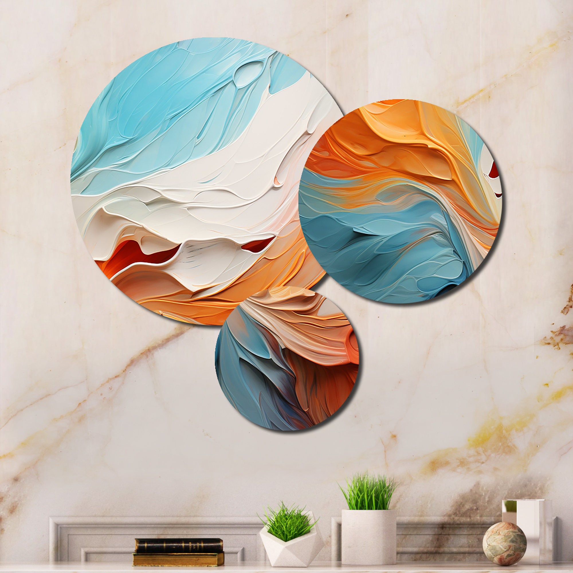 Design Art Teal Orange Bold Abstract Flow Collage I - Abstract Collages ...