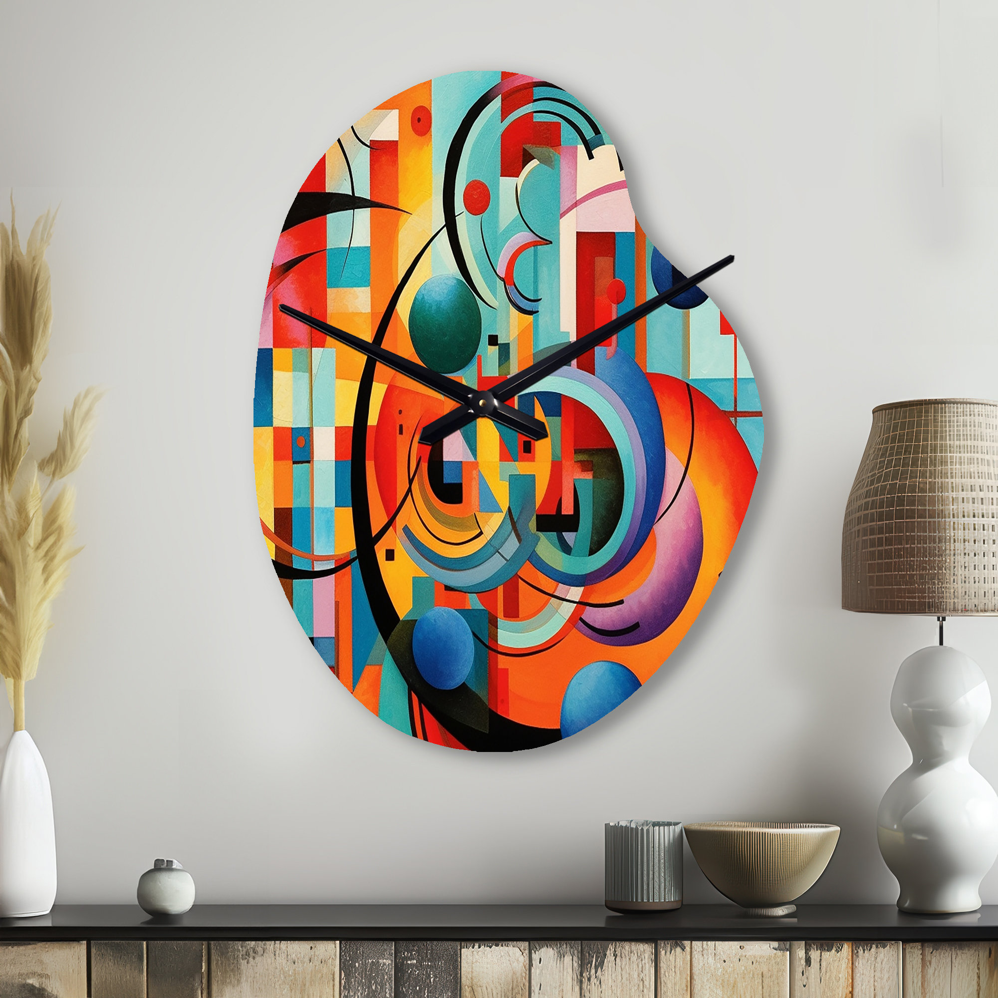 Design Art Orange Blue Geometry Unleashed IV - Pear Shape Decorative ...