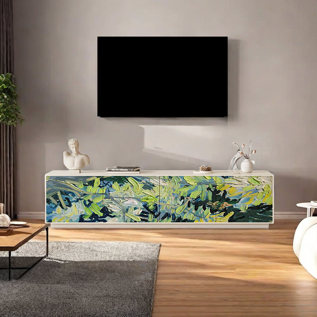 Aurora Craft High Quality Walnut TV Stand With Enclosed Bottom ...