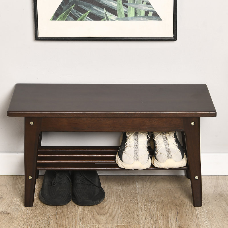 Rebrilliant 2 Pair Solid Wood Shoe Storage Bench | Wayfair