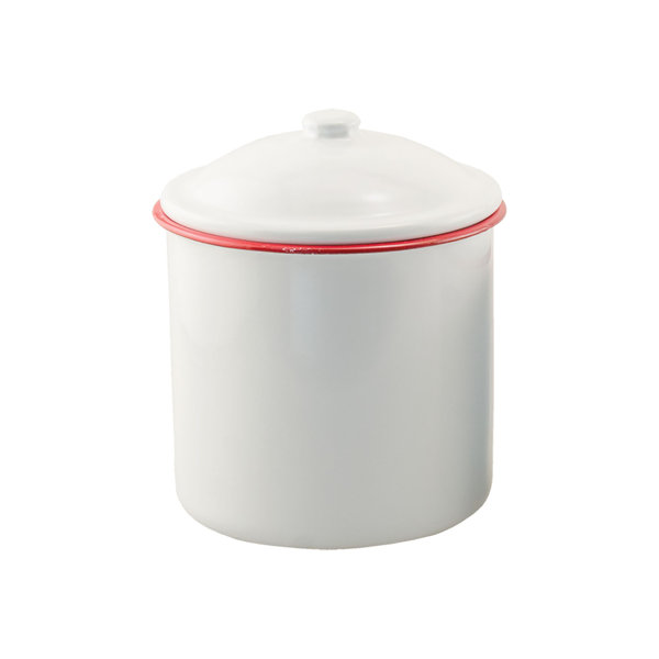 Red Barrel Studio® Red Rim Enamel 3 Piece Kitchen Canister Set | Wayfair