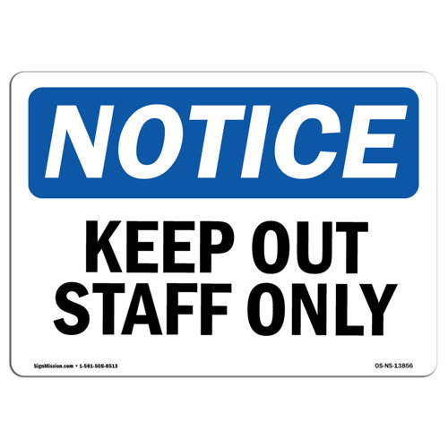 SignMission Keep Out Staff Only Sign | Wayfair
