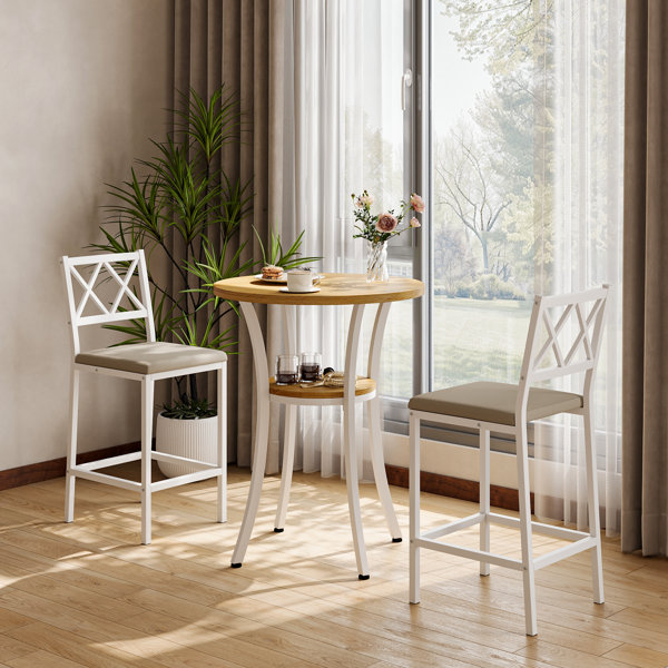 Gracie Oaks 3-Pieces Dining Table Set For Small Space,24'' Round Wooden ...