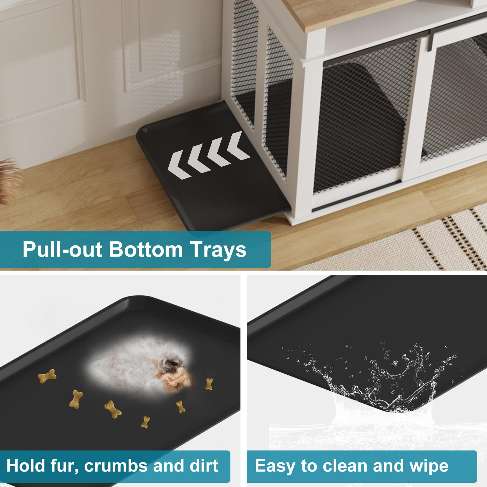 Tucker Murphy Pet™ 71" Extra Large Dog Crate Furniture, Wooden Double ...