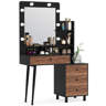 Corrigan Studio Makeup Vanity Desk With Lighted Mirror, Vintage Mirror ...