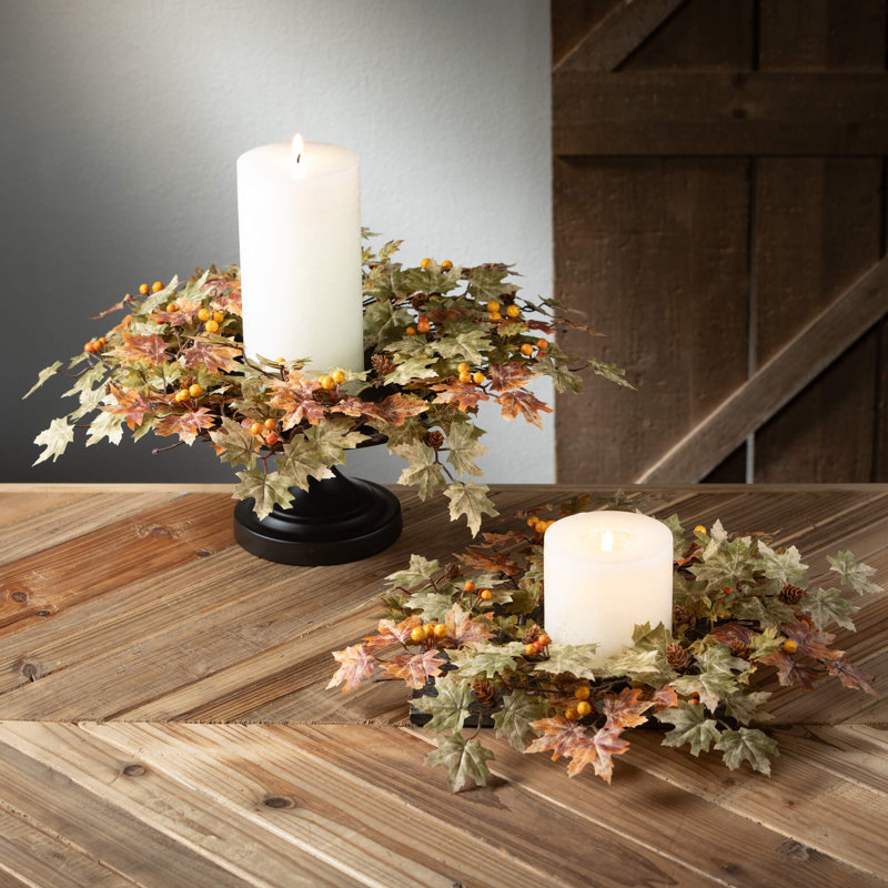 Primrue 20.5" Artificial Mini Maple Leaf Fall Wreath, Green & Reviews ...