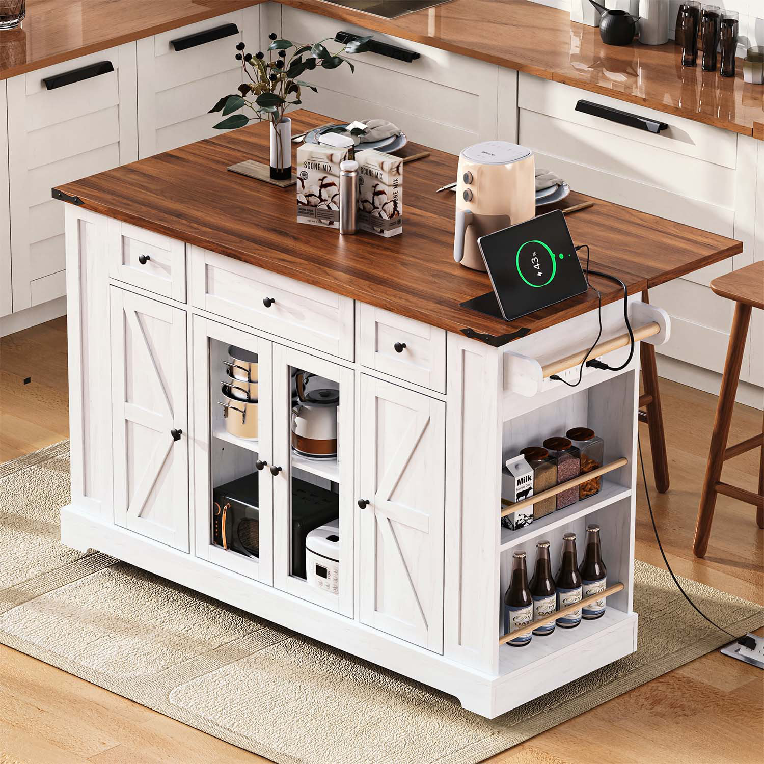 Lark Manor Versatile Farmhouse Kitchen Island with Extraordinary ...
