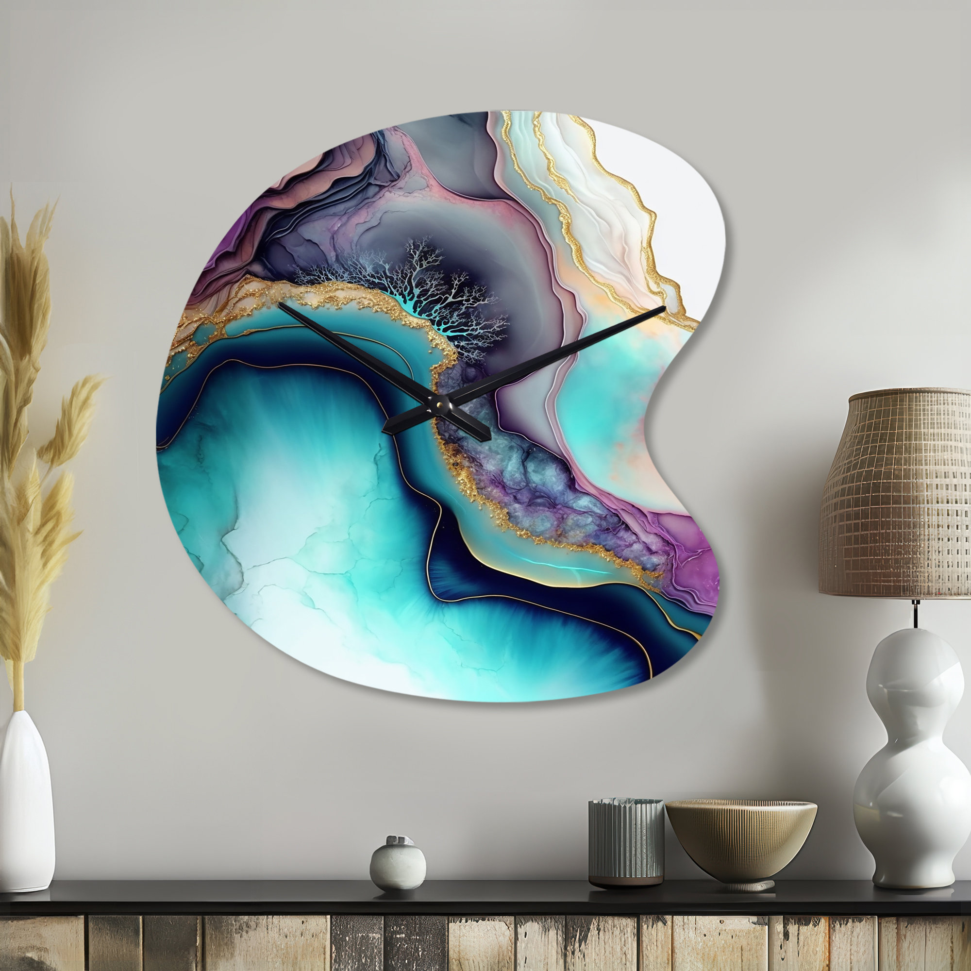 Design Art Blue Purple Abstract Geode III - Drop Shape Unique Abstract ...