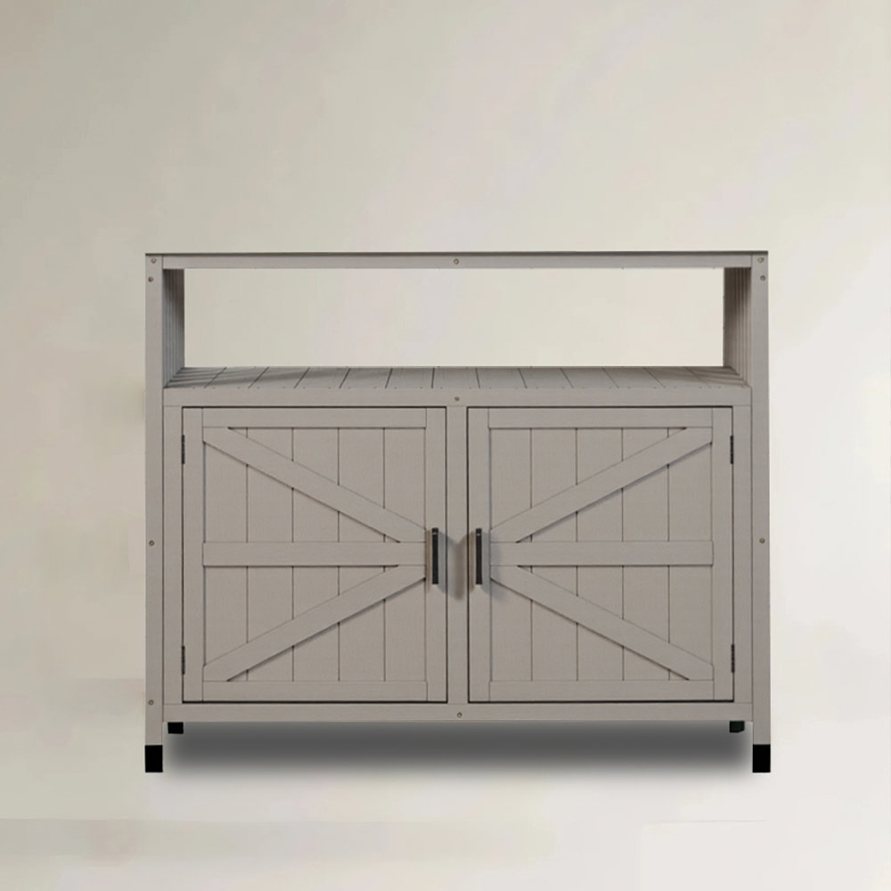 Rebrilliant Rectangular Wood Outdoor Console & Buffet Table with ...