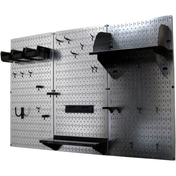 17 Stories Metal Pegboard Storage Kit - 4 Ft Red Toolboard With Slotted ...