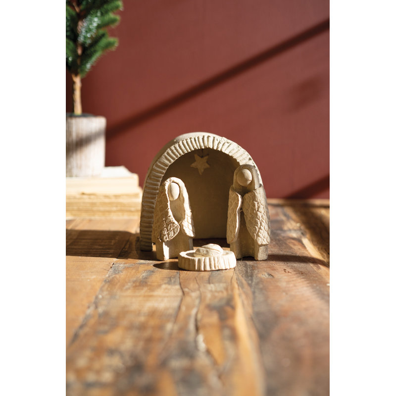 The Holiday Aisle® GREY WASH CLAY NATIVITY SET | Wayfair