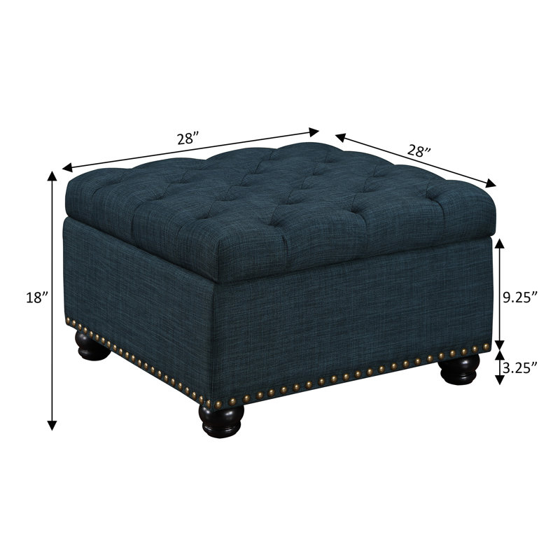 Charlton Home® Dekayden 28" Wide Upholstered Tufted Square Storage ...