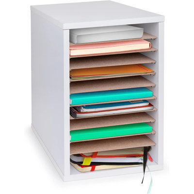 AdirOffice 11-Compartment Wood Vertical Paper Sorter Literature File ...