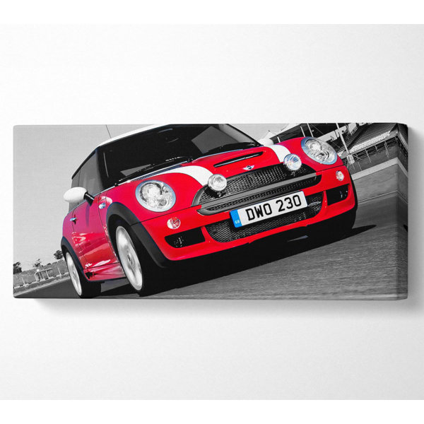 Ebern Designs Mini Cooper On The Tracks Panoramic Canvas | Wayfair.co.uk